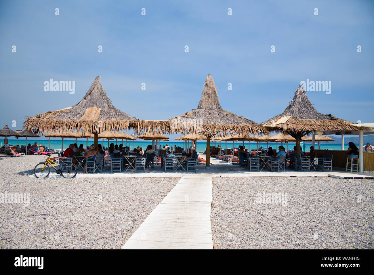 Beach refreshment bar, Vrachati Corinth Greece Stock Photo - Alamy