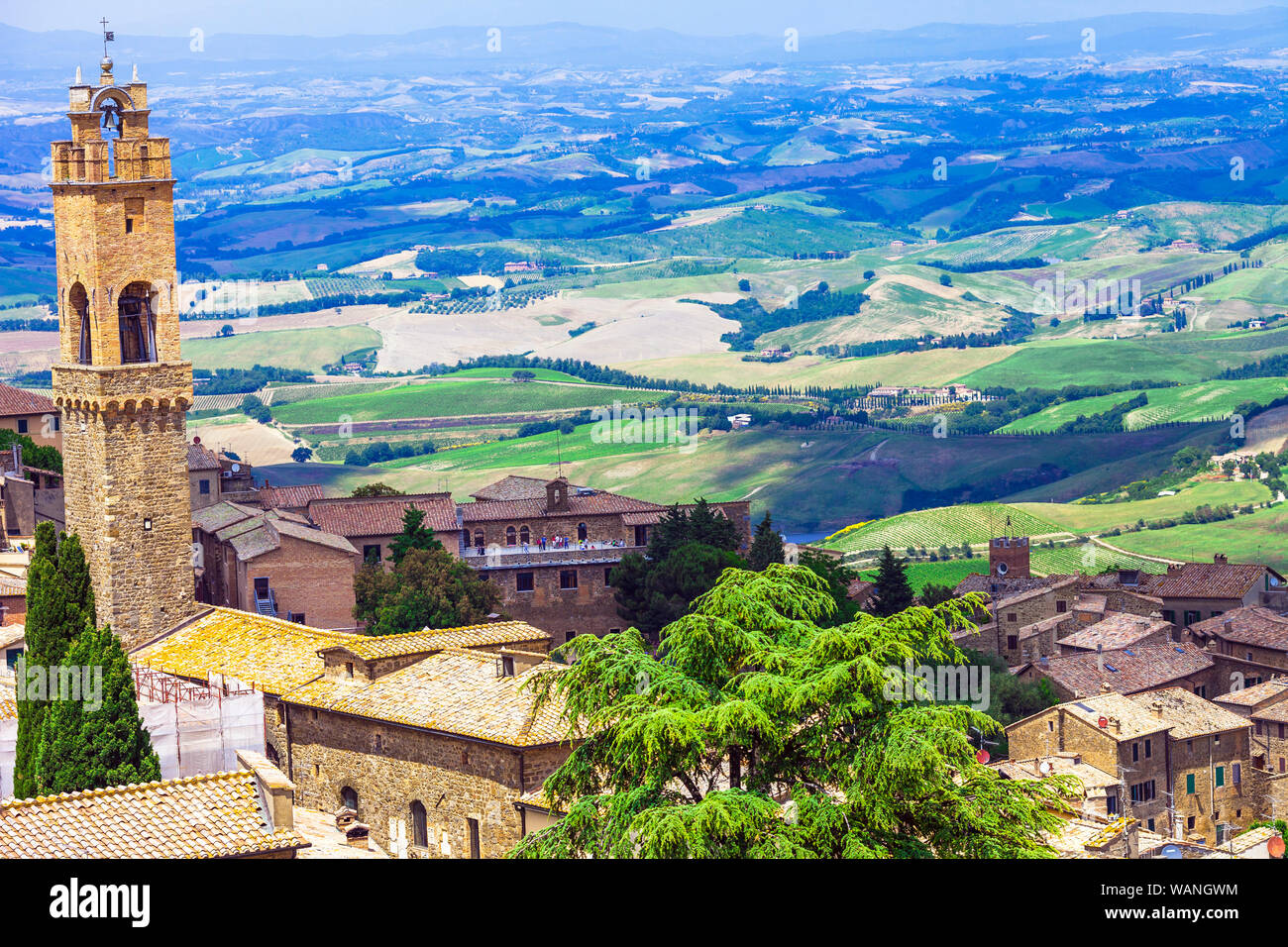 Impressive Montalcino village view with old castle and hilltop,Tuscany ...