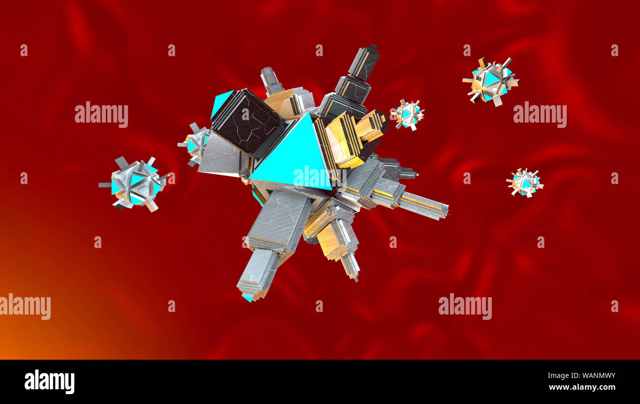 3D rendered Illustration of medical microscopic Nano Bots floating in ...