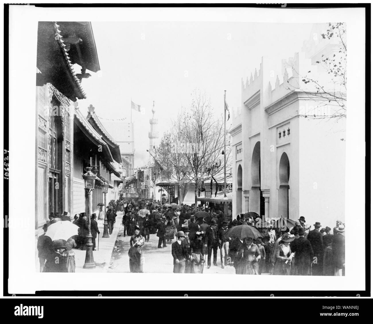 Crowd of people on a street in Cairo, Paris Exposition, 1889 Stock ...