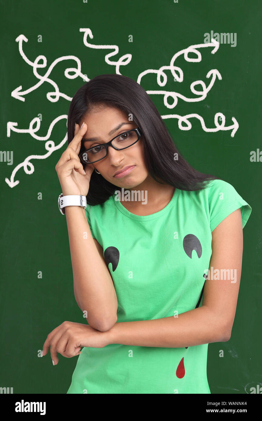 Female college student looking confused Stock Photo - Alamy