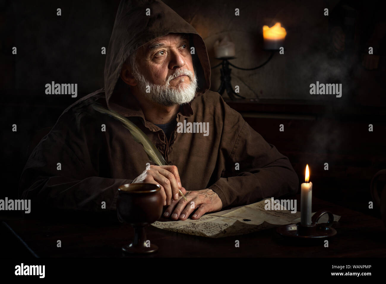 medieval monk writer Stock Photo - Alamy