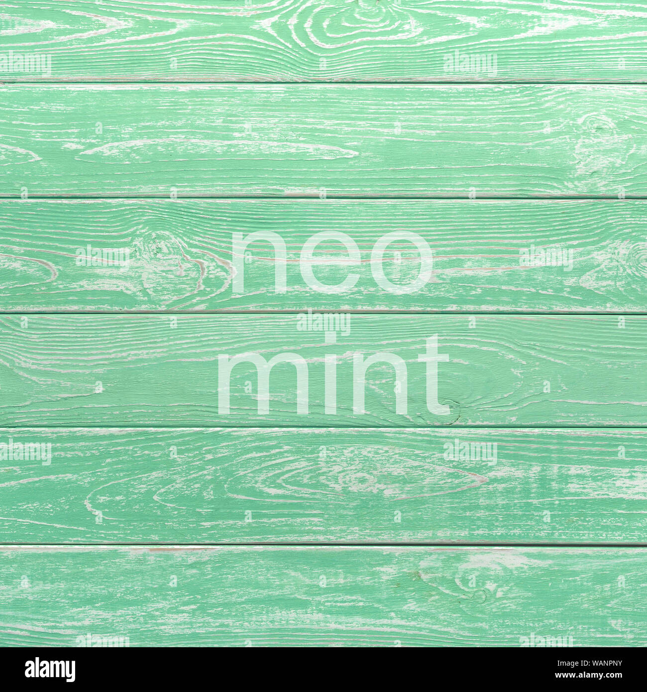 Neo-mint wooden background. Colour of the year 2020. Horizontal green ...