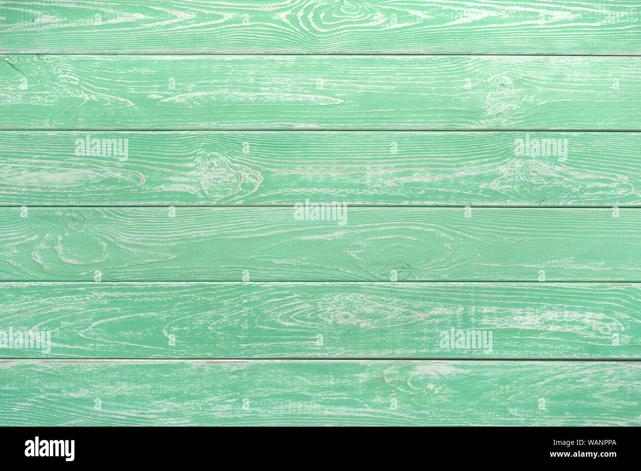 Neo-mint wooden background. Colour of the year 2020. Horizontal green ...
