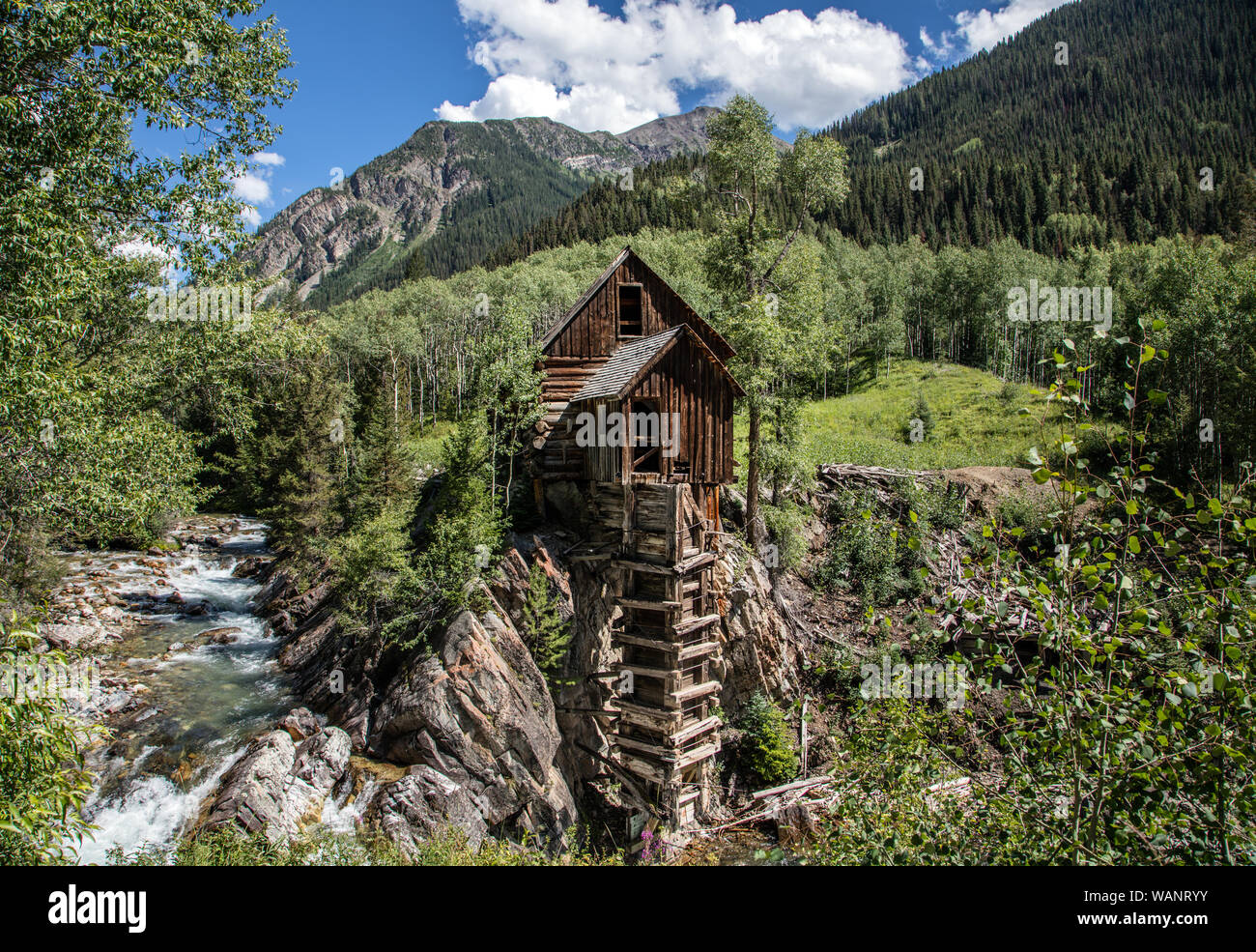 Crystal Mill, an 1892 wooden powerhouse located on an outcrop above the ...