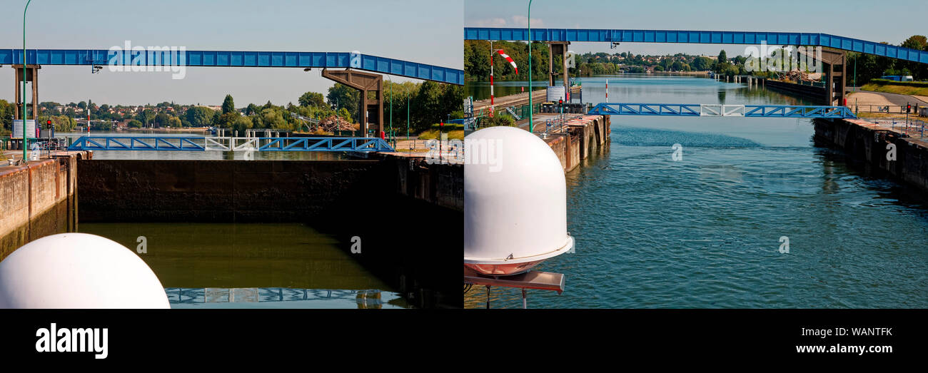 Boat entering and leaving lock hi-res stock photography and images - Alamy