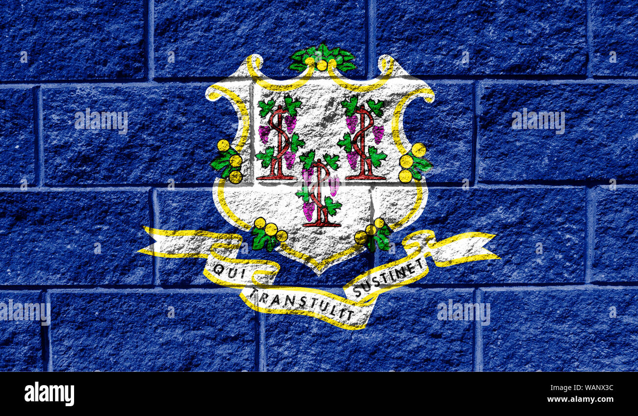 Flag State of Connecticut close up painted on a cracked wall Stock ...