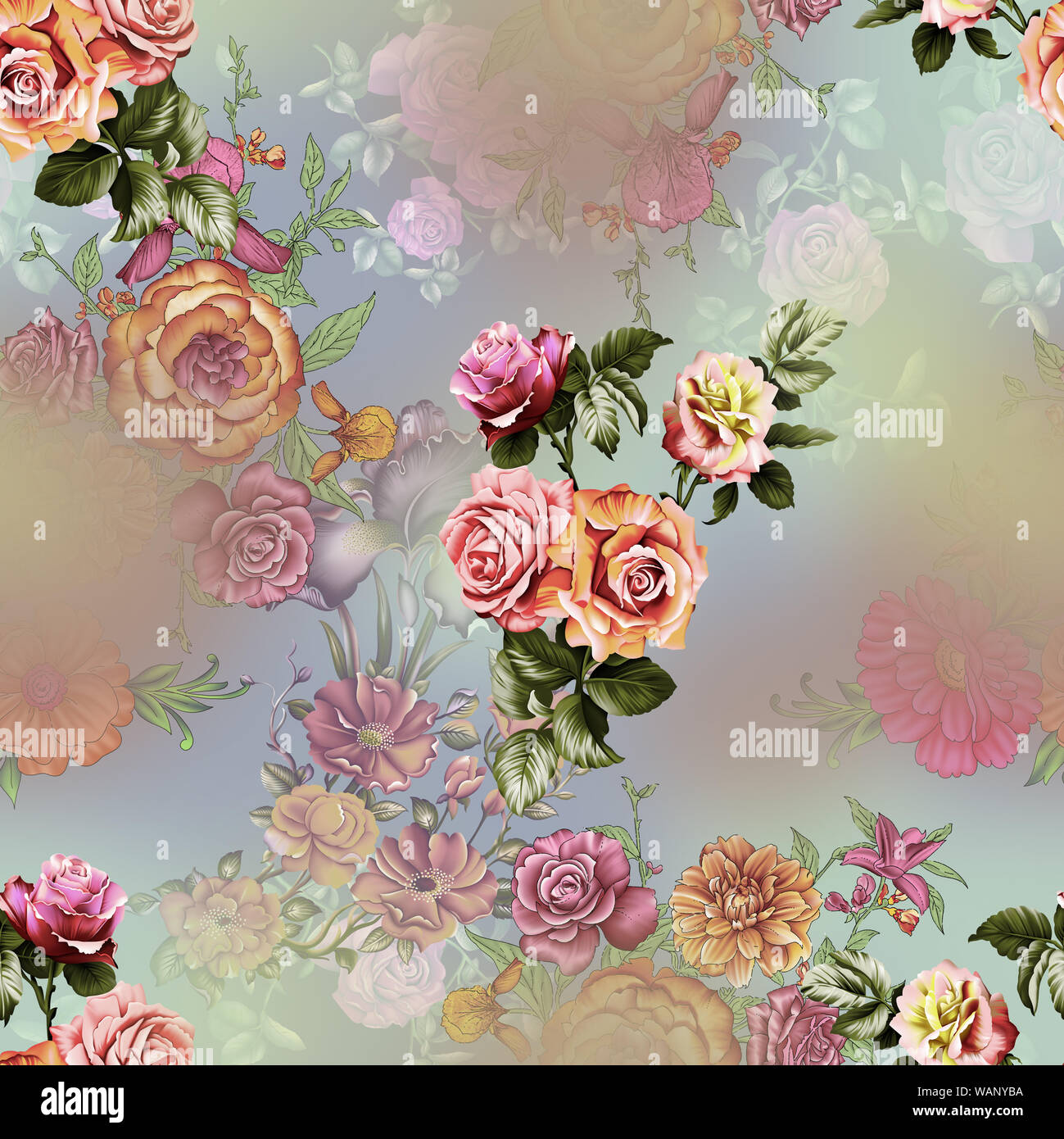 Seamless flower design,digital print Stock Photo - Alamy