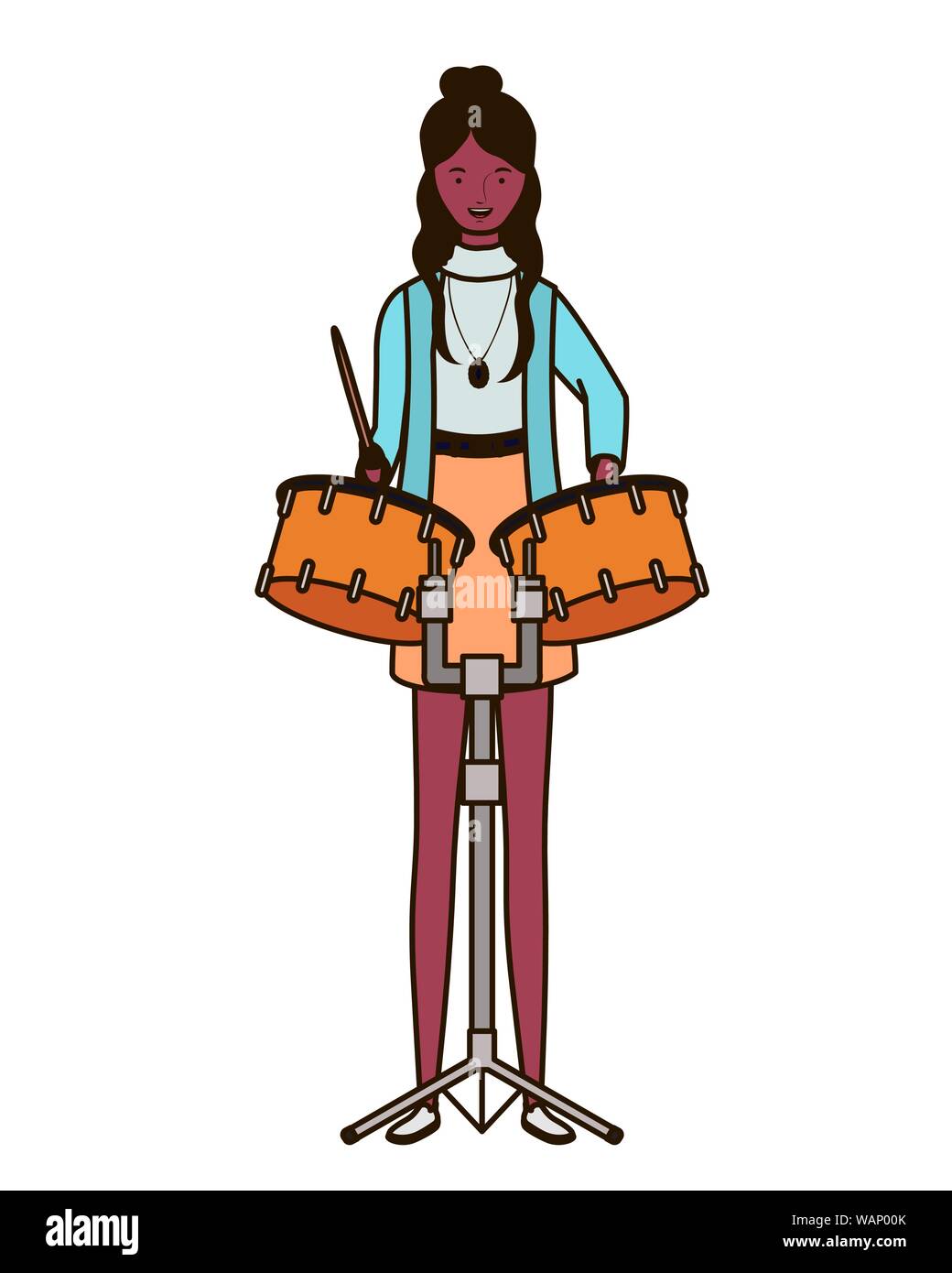 young woman with timpani on white background Stock Vector Image & Art ...