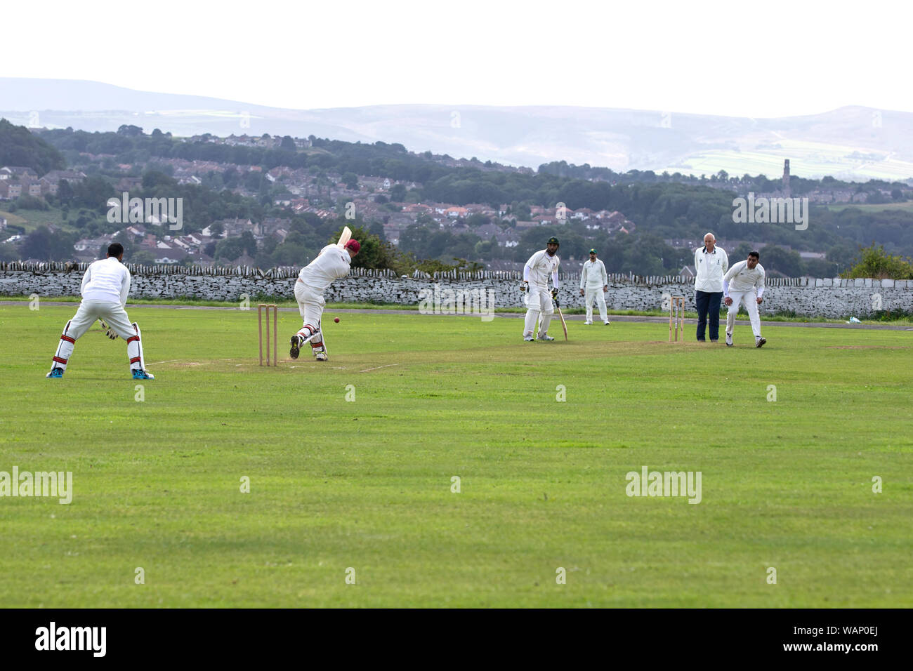 Village cricket match on a Saturday afternoon in Kirkheaton, West ...