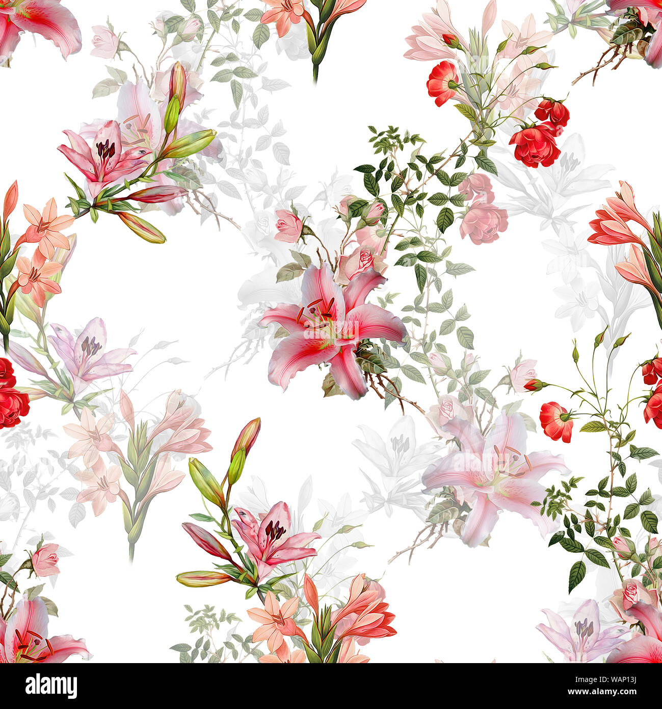 botanical flower seamless design Stock Photo - Alamy