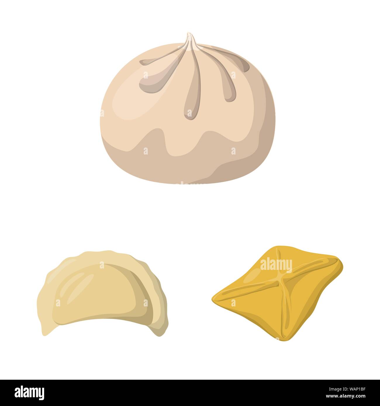 Vector illustration of dumplings and food symbol. Set of dumplings and ...
