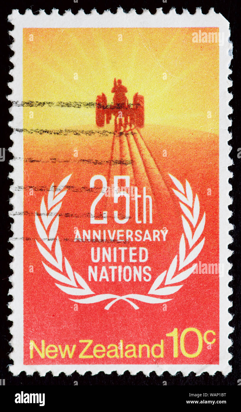 New Zealand Postage Stamp - UN (United Nations), 25th Anniversary Stock ...