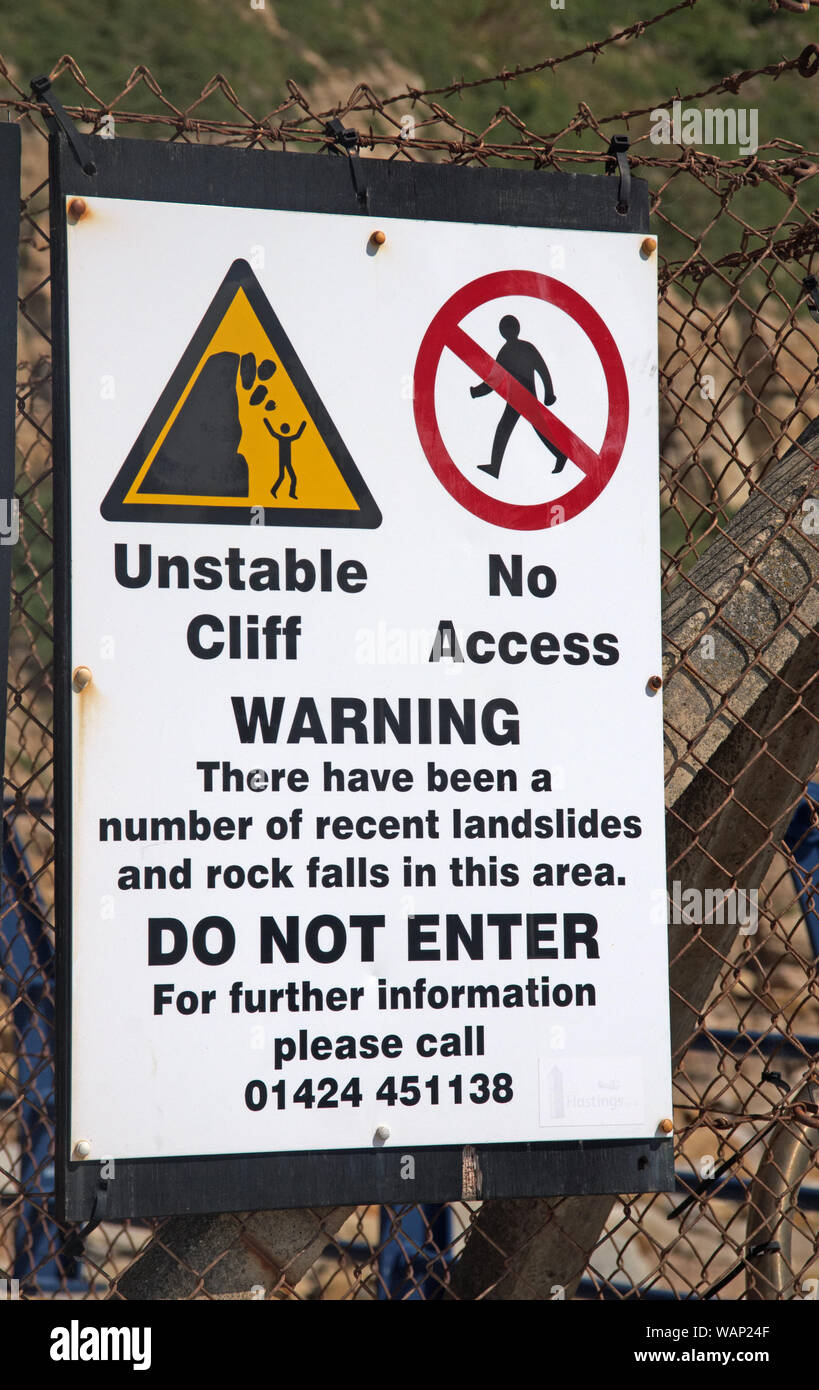 Unstable cliff sign hi-res stock photography and images - Alamy