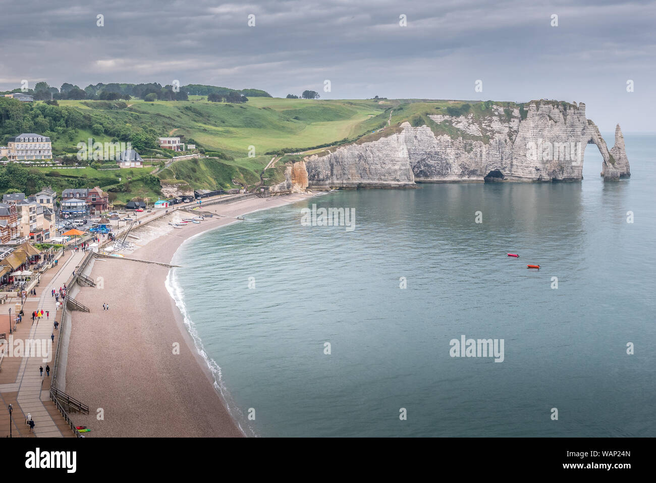 Etretat: the village, beach, mountains and cliffs, Normandy, France ...