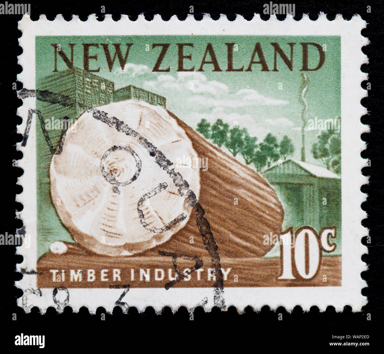 New Zealand Postage Stamp - Timber Industry Stock Photo - Alamy