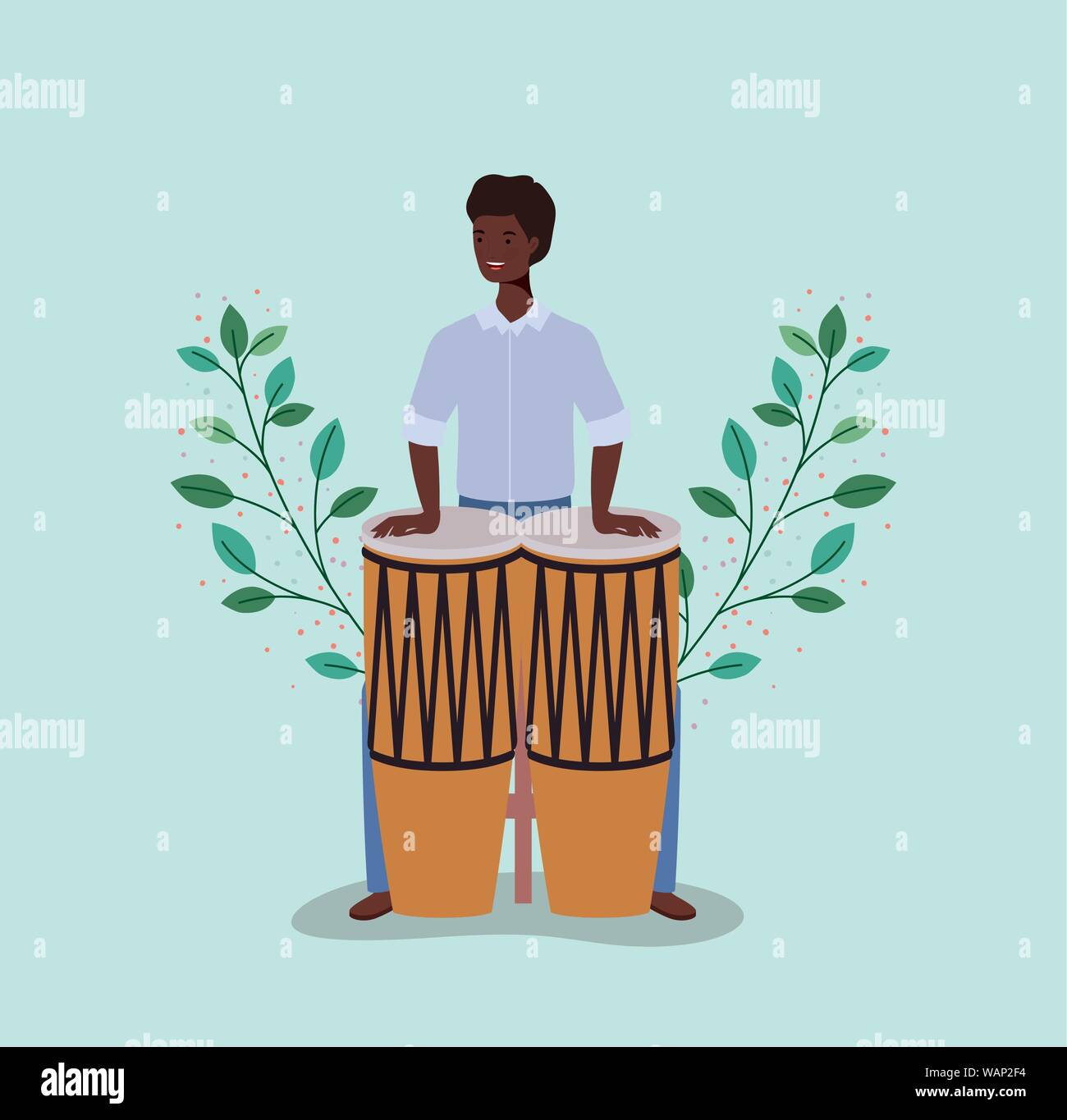 afro man playing bongos character Stock Vector Image & Art - Alamy