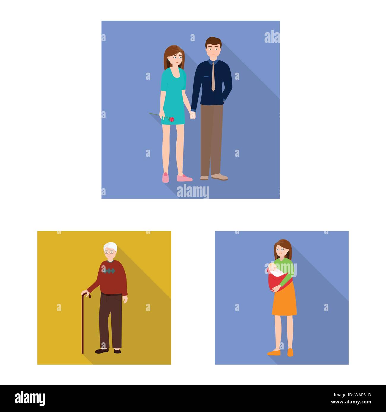 Vector illustration of generation and happy symbol. Set of generation ...