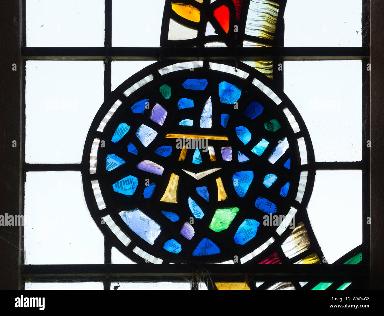 East Window stained glass, alpha detail, St. John the Baptist Church ...