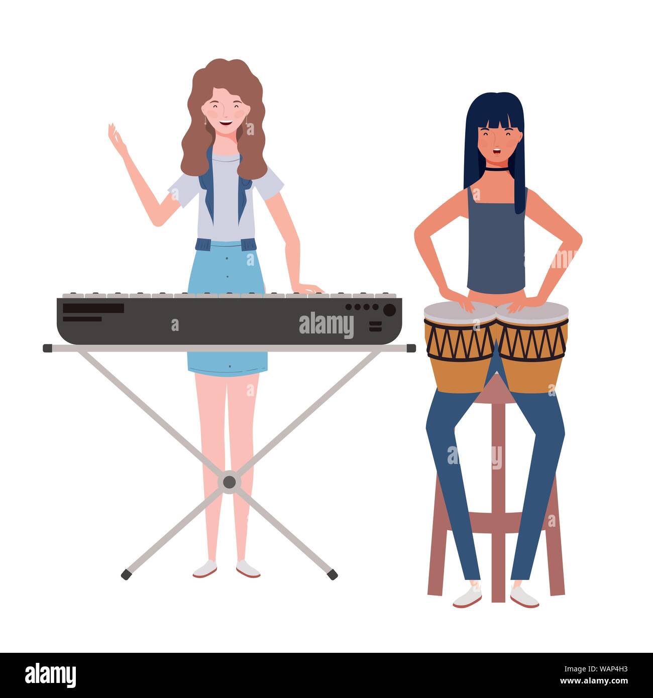 women with musicals instruments on white background Stock Vector Image ...