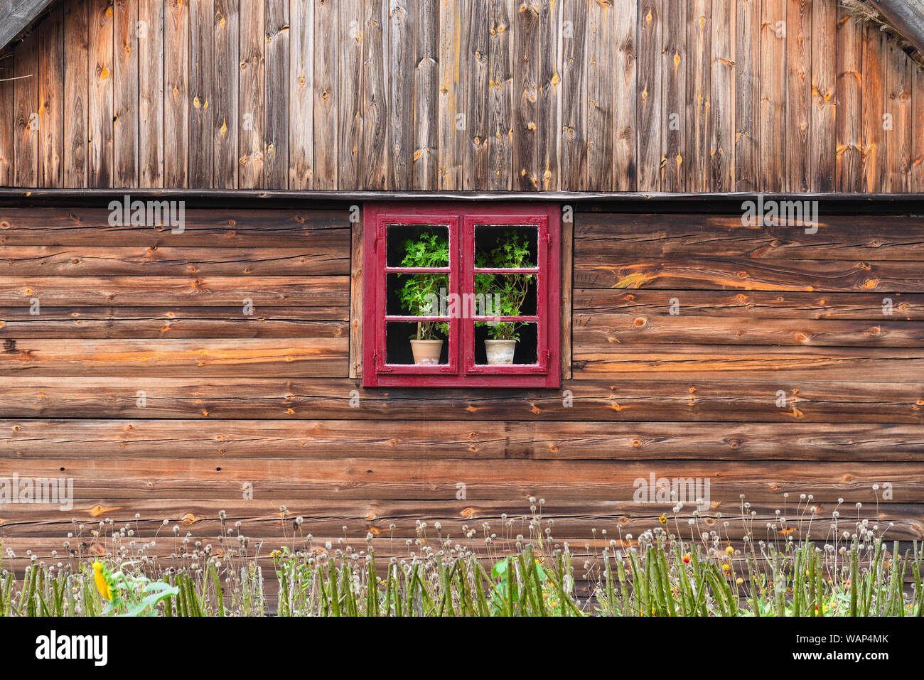 Window of old ethno house in The Folk Culture Museum in Osiek by the ...