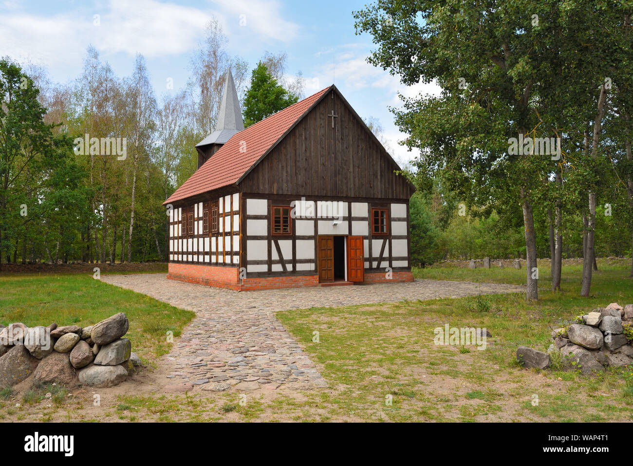 Old church in The Folk Culture Museum in Osiek by the river Notec ...