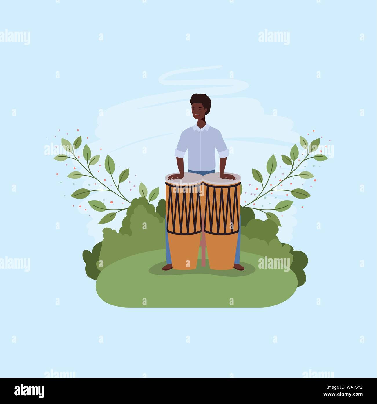 afro man playing bongos character Stock Vector Image & Art - Alamy