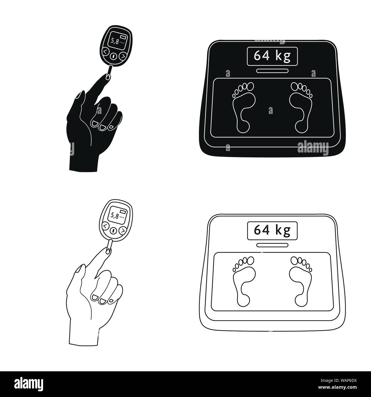 Vector illustration of diet and treatment symbol. Set of diet and ...