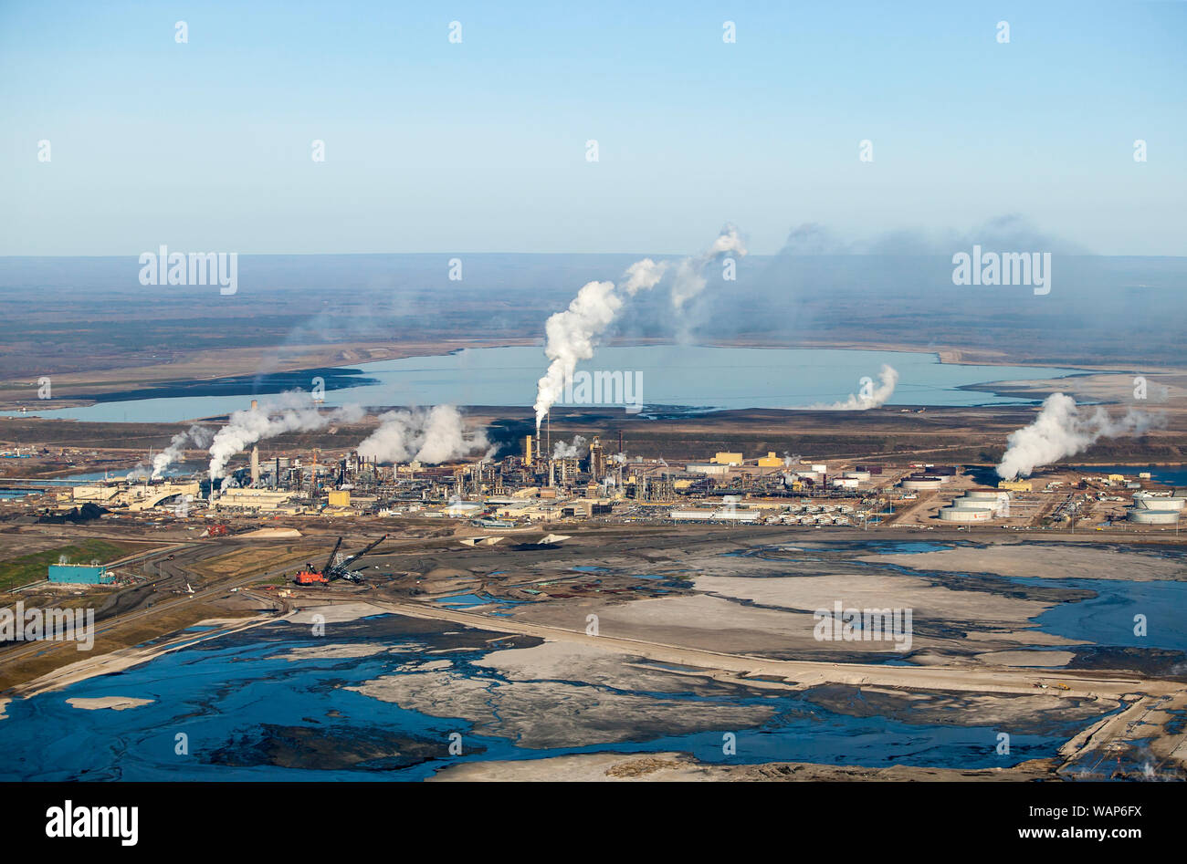 Aerial photo of Syncrude oil sands operations north of Fort McMurray ...