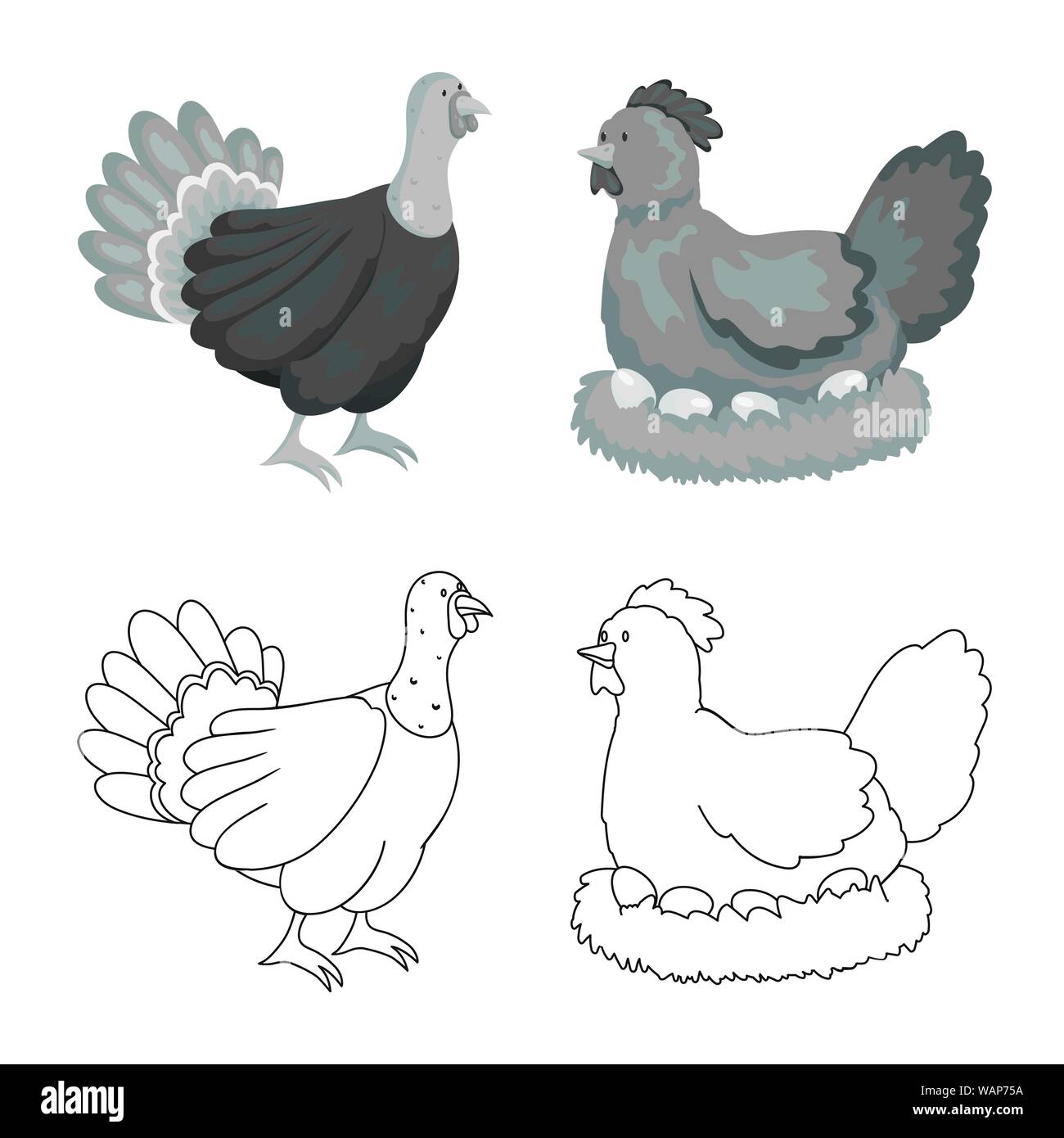 Vector illustration of breeding and kitchen sign. Set of breeding and ...