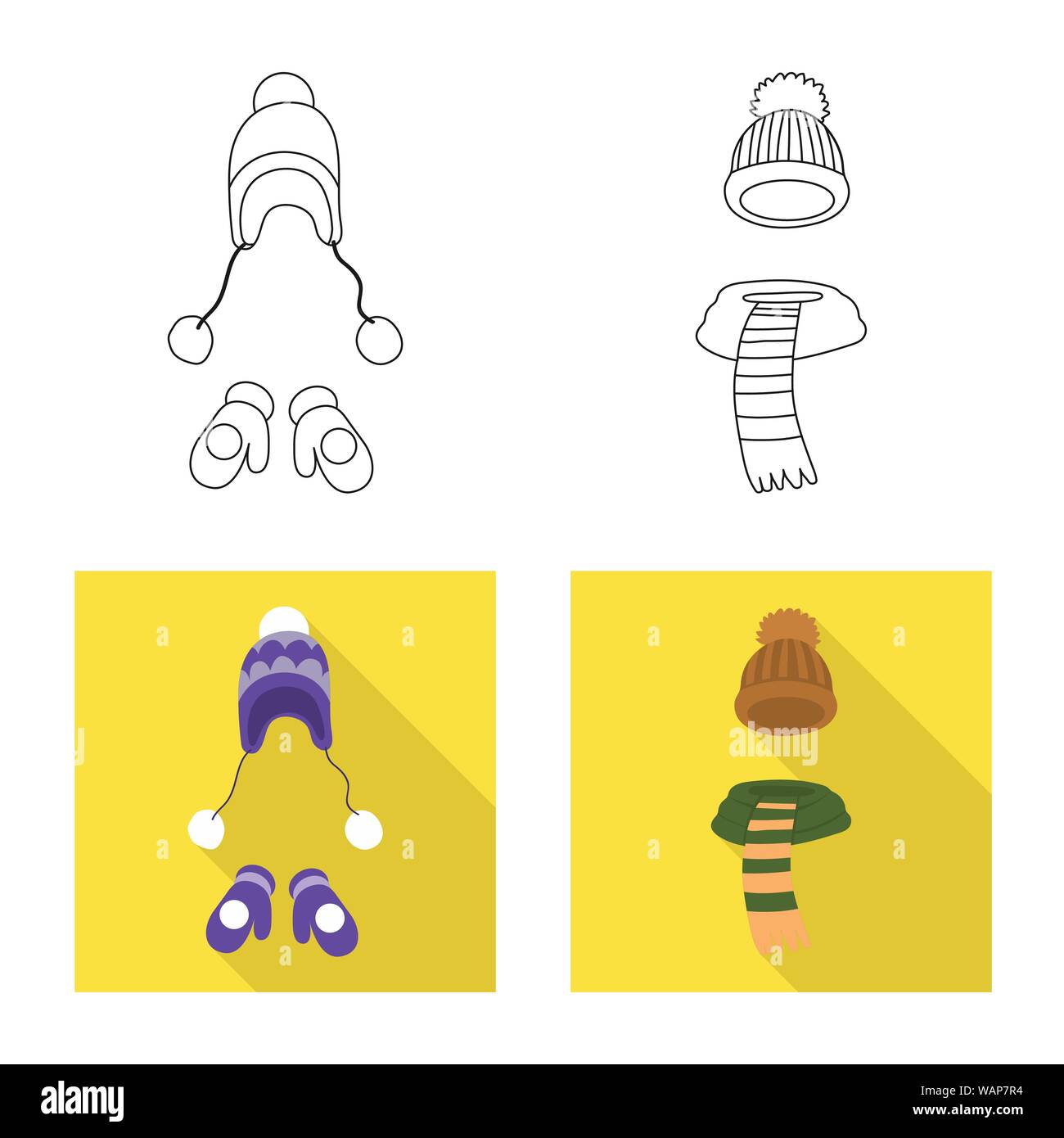 Vector illustration of clothes and texture logo. Set of clothes and ...