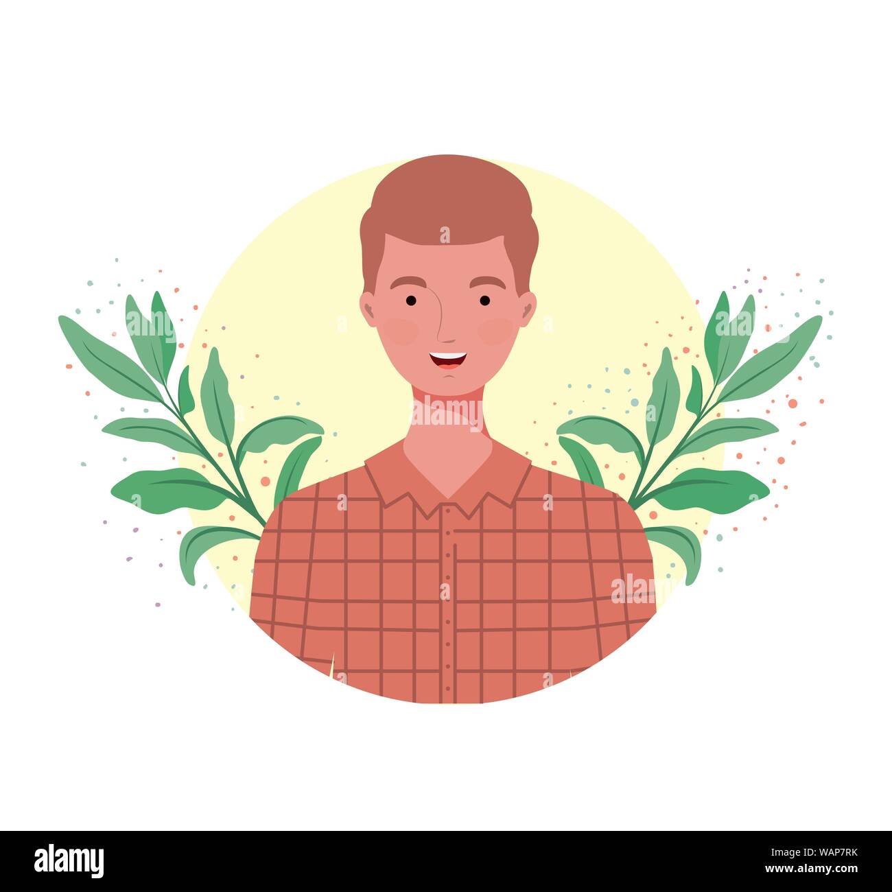 man with landscape of branches and leaves of background Stock Vector ...