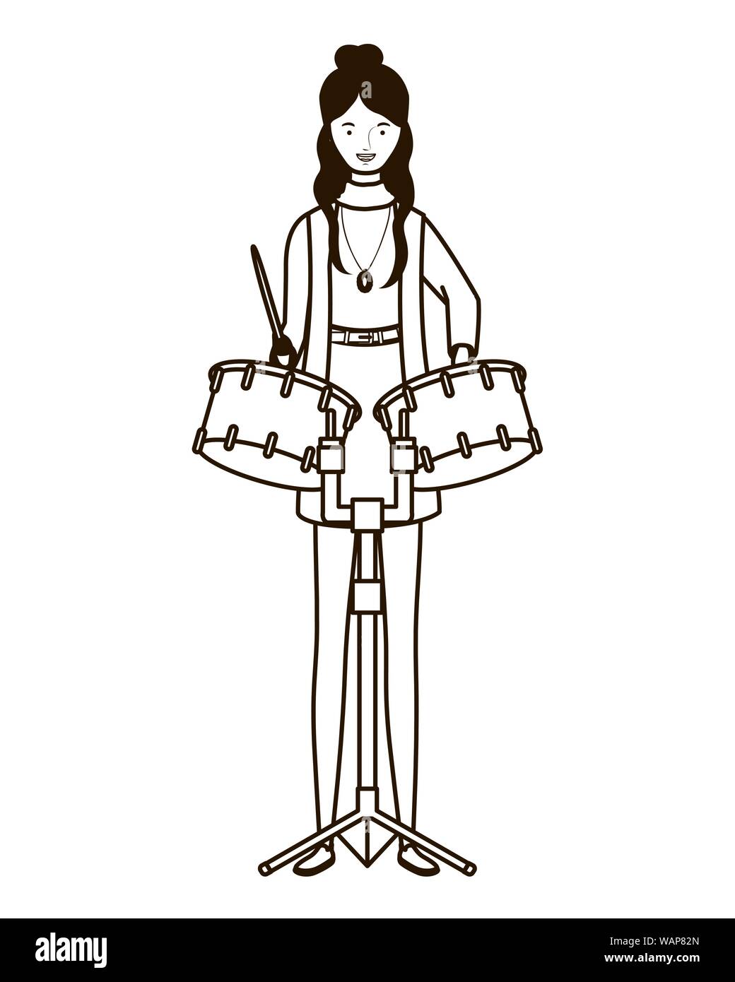 silhouette of woman with timpani on white background Stock Vector Image ...