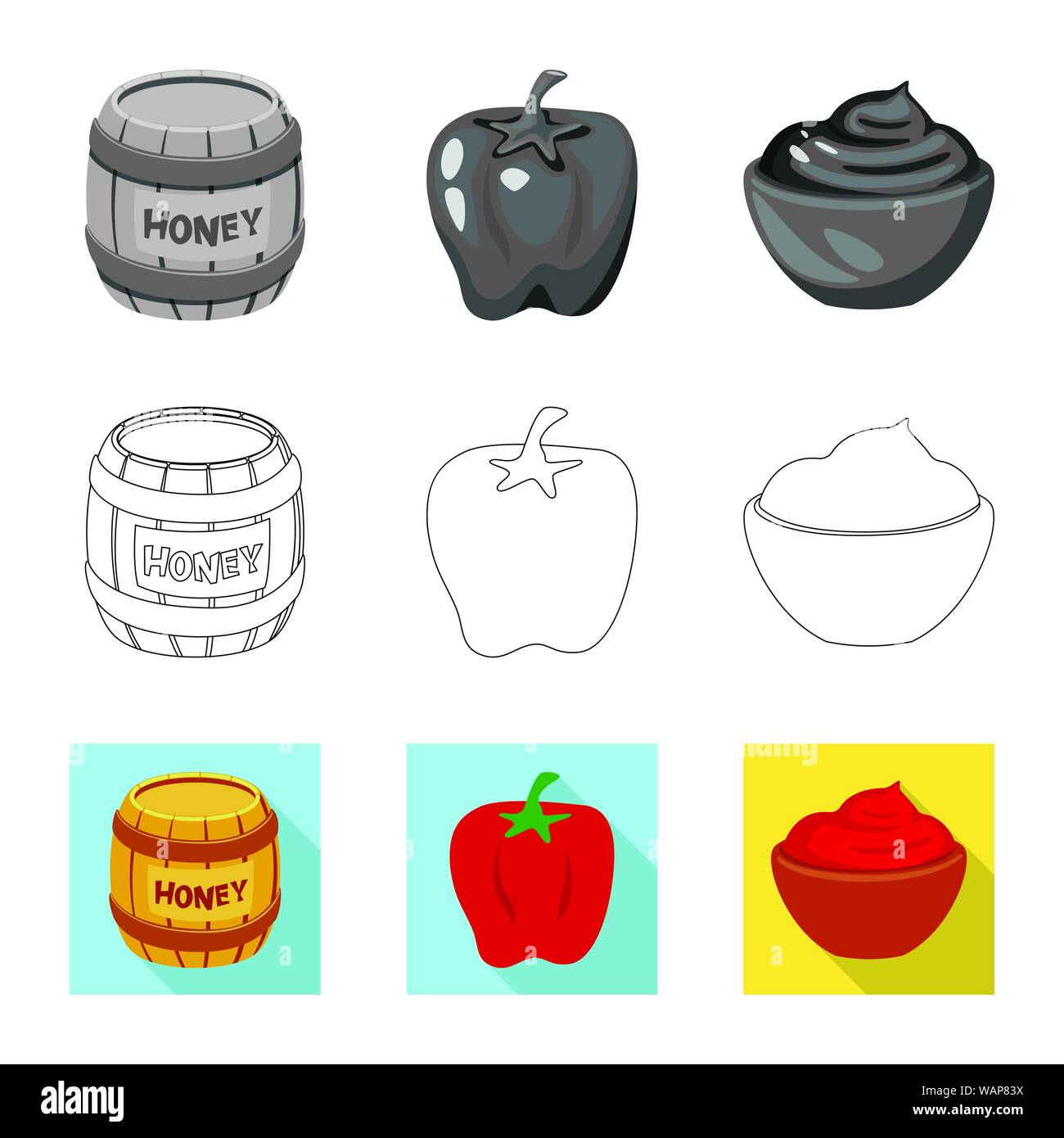 Vector design of taste and product symbol. Collection of taste and ...