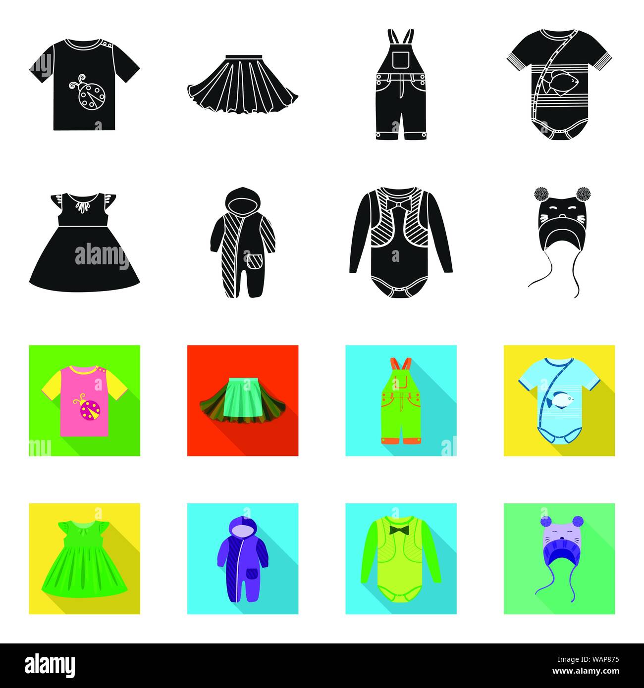 Vector illustration of fashion and garment symbol. Set of fashion and ...