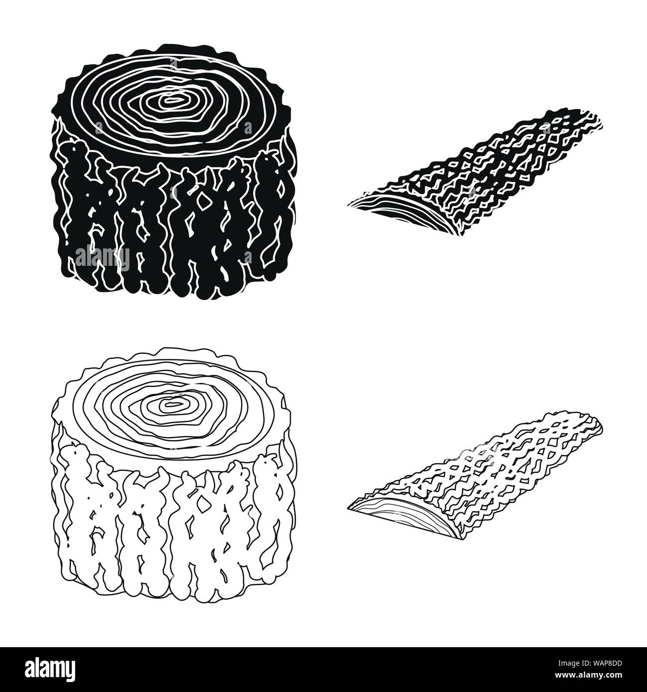 Vector illustration of tree and raw icon. Set of tree and construction ...