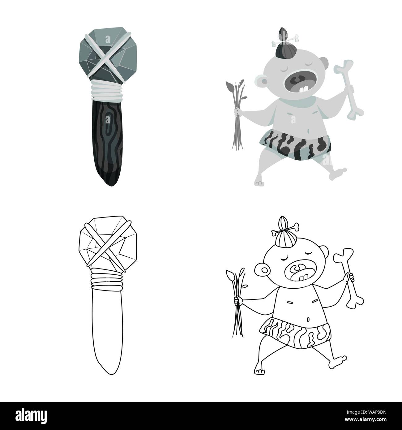 Isolated object of evolution and prehistory icon. Collection of ...
