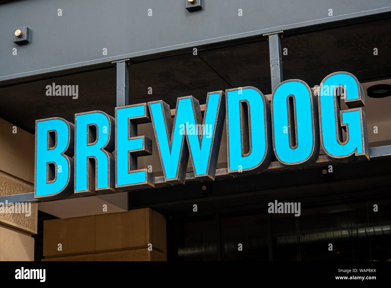 Brewdog sign outside their bar on Lothian Road, Edinburgh, Scotland, UK ...