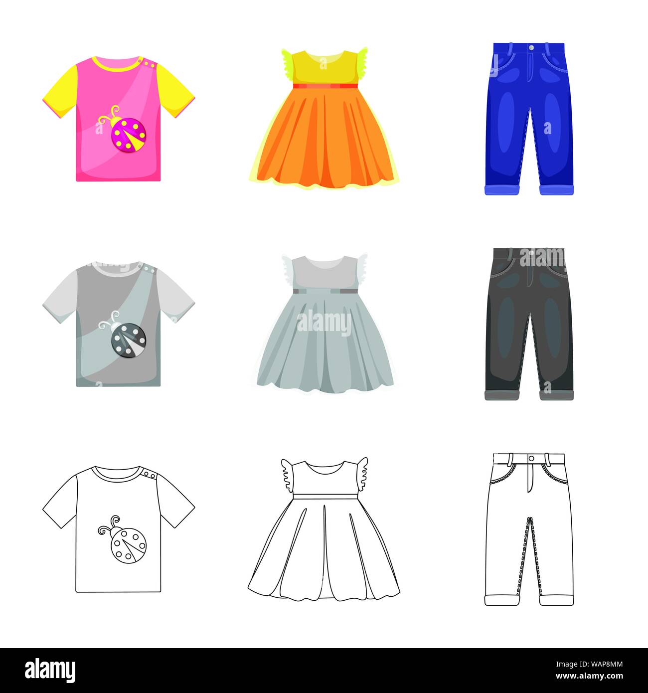 Vector illustration of fashion and garment symbol. Collection of ...