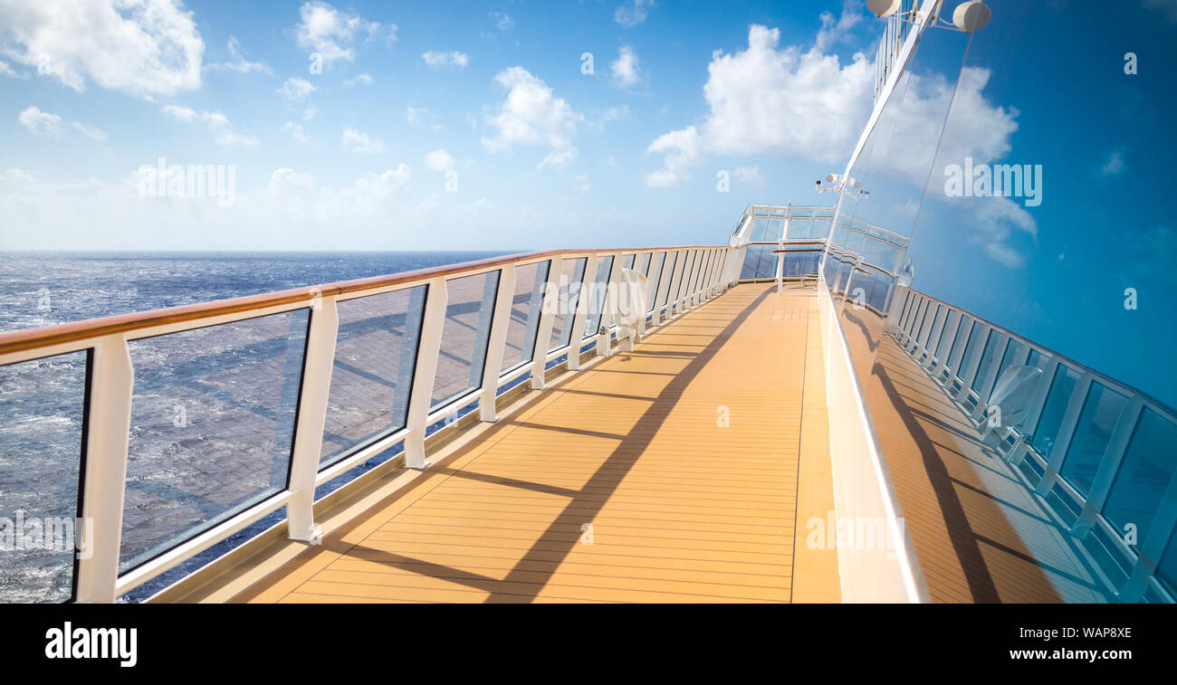 Cruise ship empty open deck on sunny day Stock Photo - Alamy