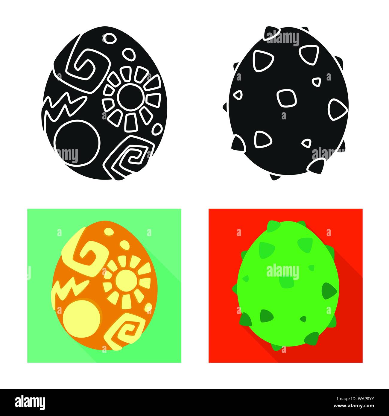 Vector illustration of animal and prehistoric symbol. Set of animal and ...