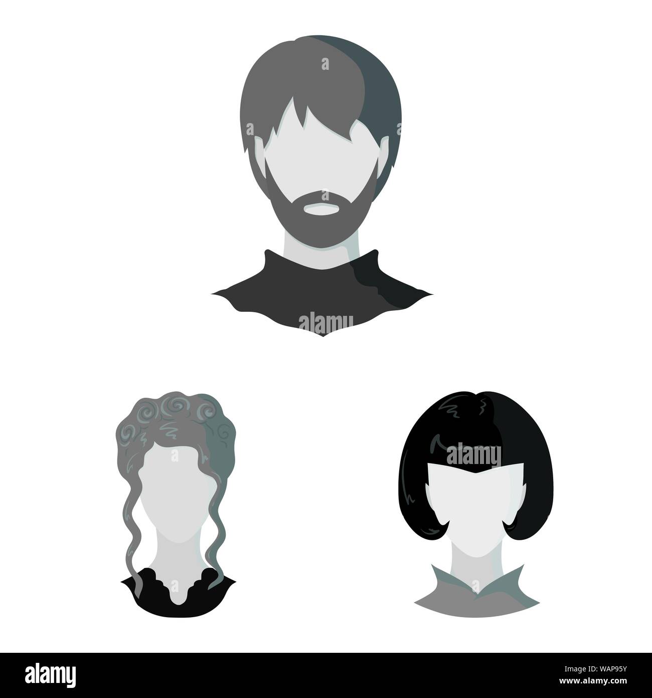 Vector design of character and profile icon. Set of character and dummy ...
