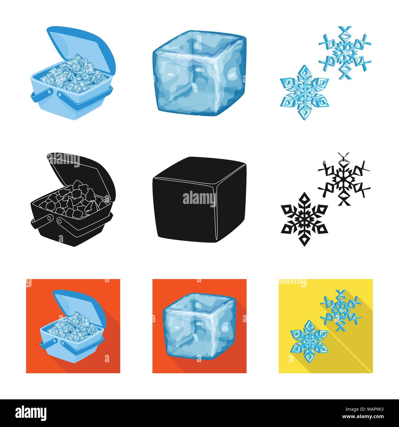 Vector illustration of texture and frozen logo. Set of texture and ...