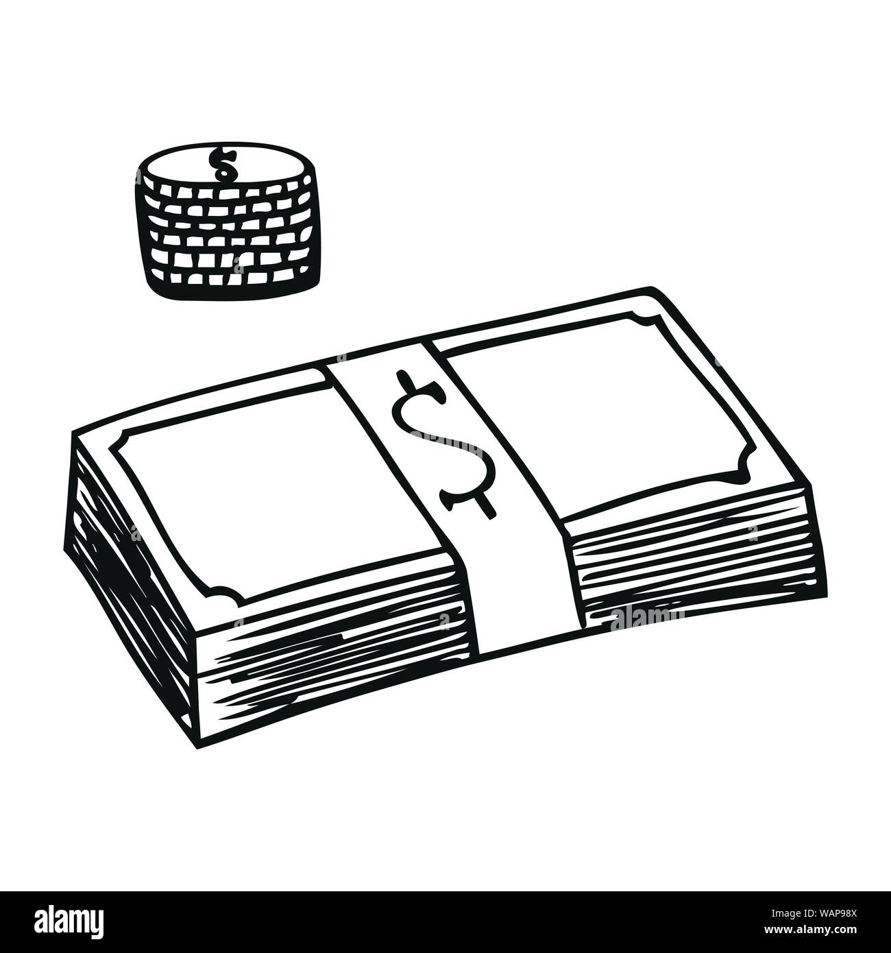 Paper and coin money pile vector art Stock Vector Image & Art - Alamy