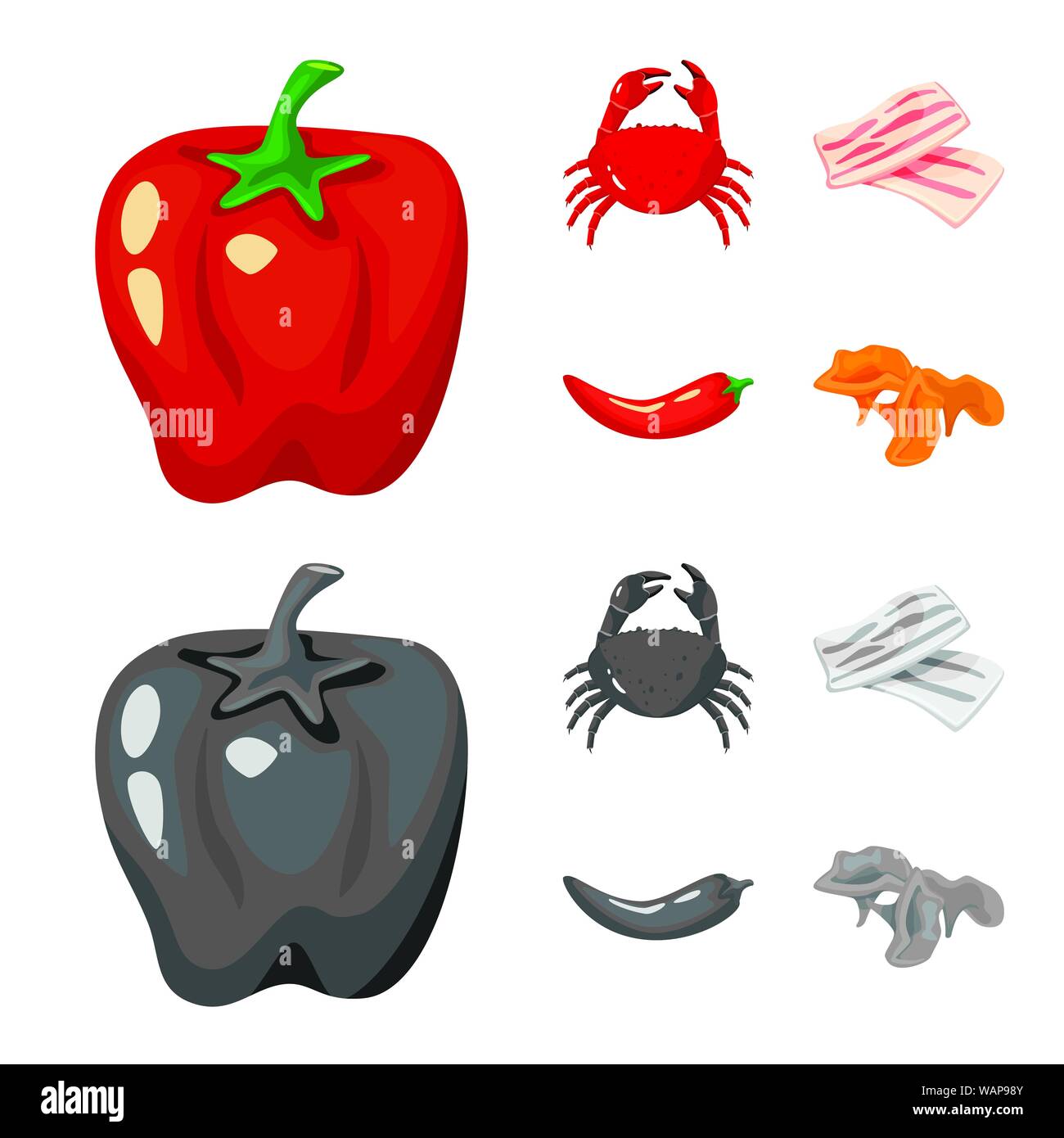 Vector illustration of taste and product sign. Collection of taste and ...