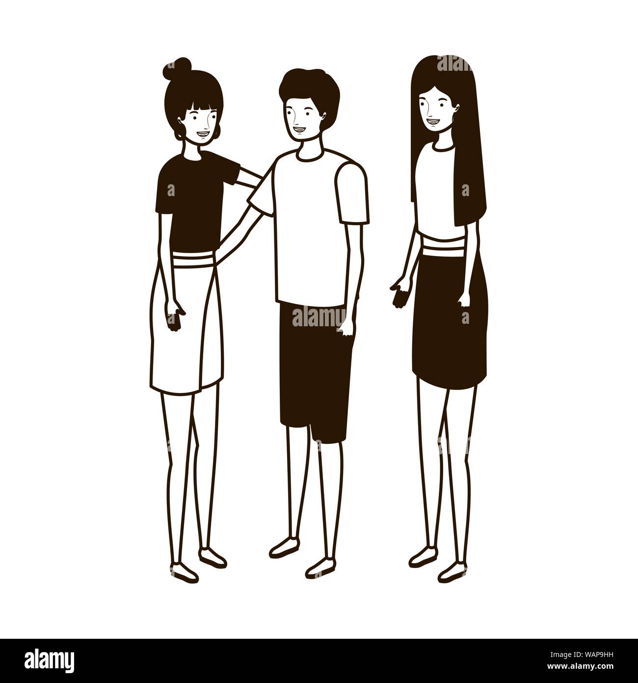 Group friends on walk Stock Vector Images - Alamy