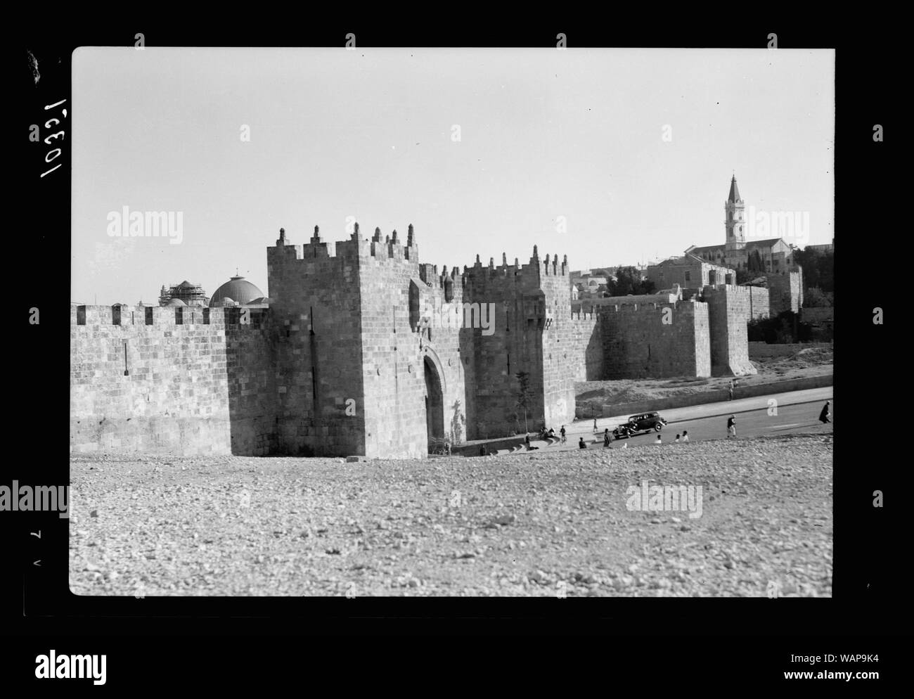 Damascus Gate, showing Franciscan convent to the right Stock Photo - Alamy