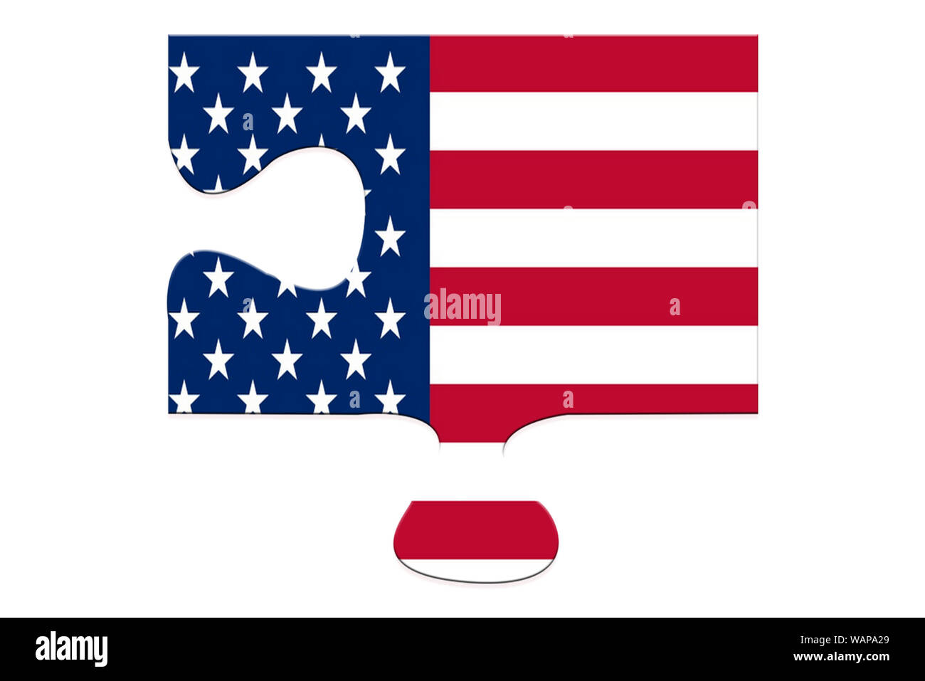 Jigsaw Puzzle with Flag USA on white background Stock Photo - Alamy