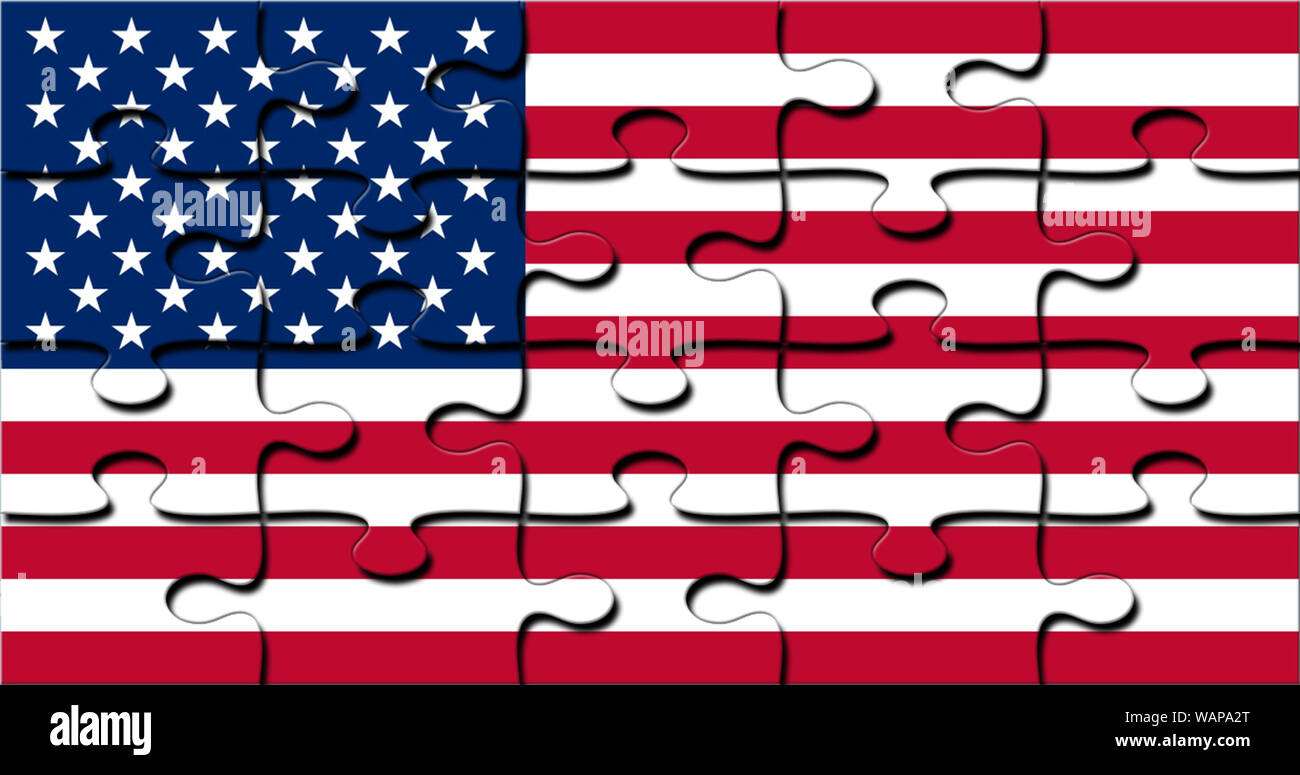 Jigsaw Puzzles with Flag USA Stock Photo - Alamy