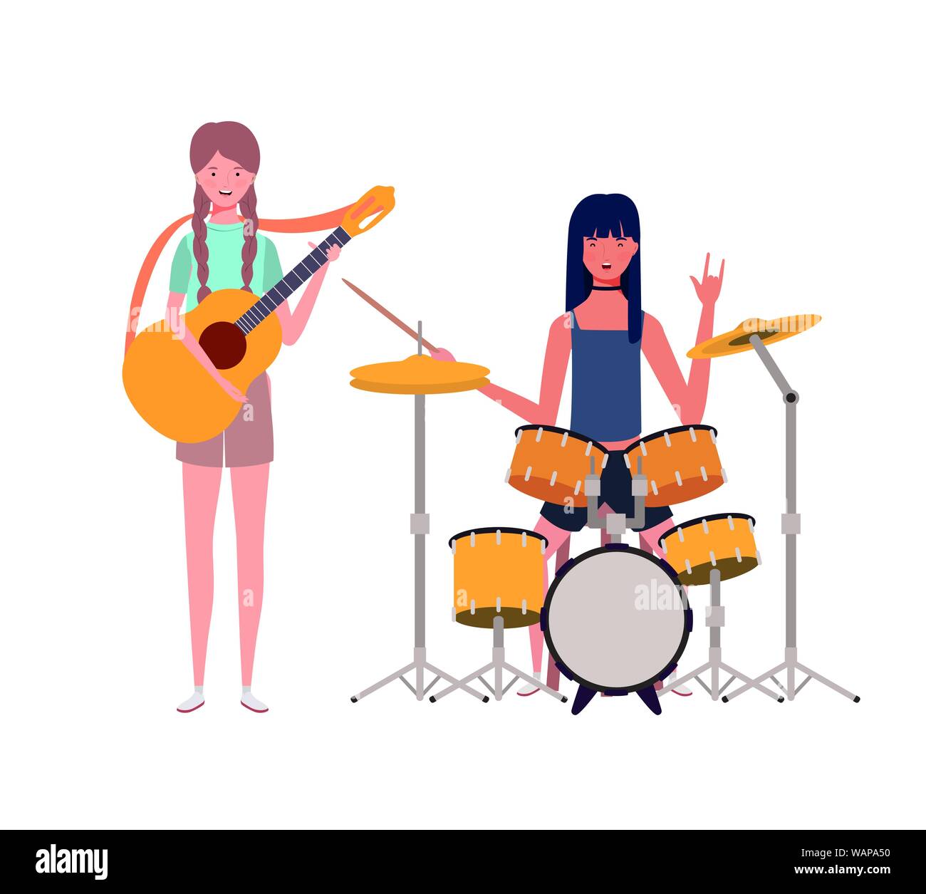 women with musicals instruments on white background Stock Vector Image ...